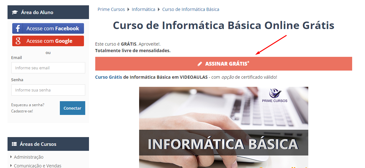 Curso Gratuito De Informática Básica No Prime Cursos Como Se Inscrever